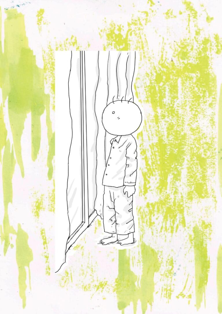 坊太の目覚めのイラスト waking up bowta illustration | 神戸のデザイン事務所bow's Design（ボウズデザイン）